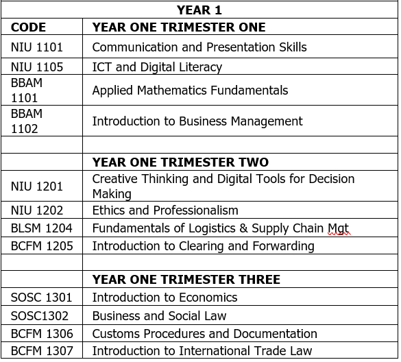 Bachelor in Customs Clearing and Forwarding - Nexus International ...